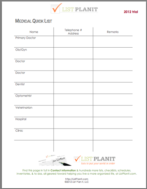Sample ListPlanIt pages | ListPlanIt